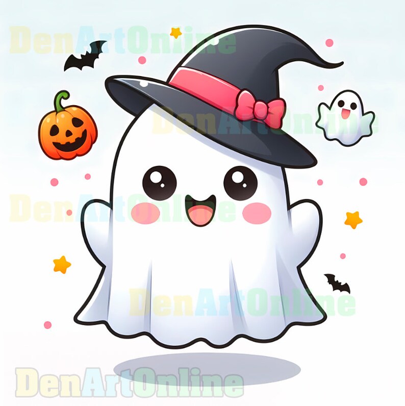 42 Cute Ghost Halloween Bundle, Cute Halloween Clipart JPG, Spooky ...