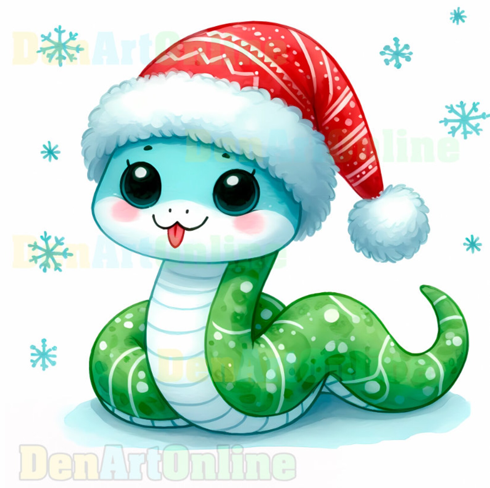 Cute Watercolor Christmas Snakes Cliparts, 33 Christmas Snakes Images ...