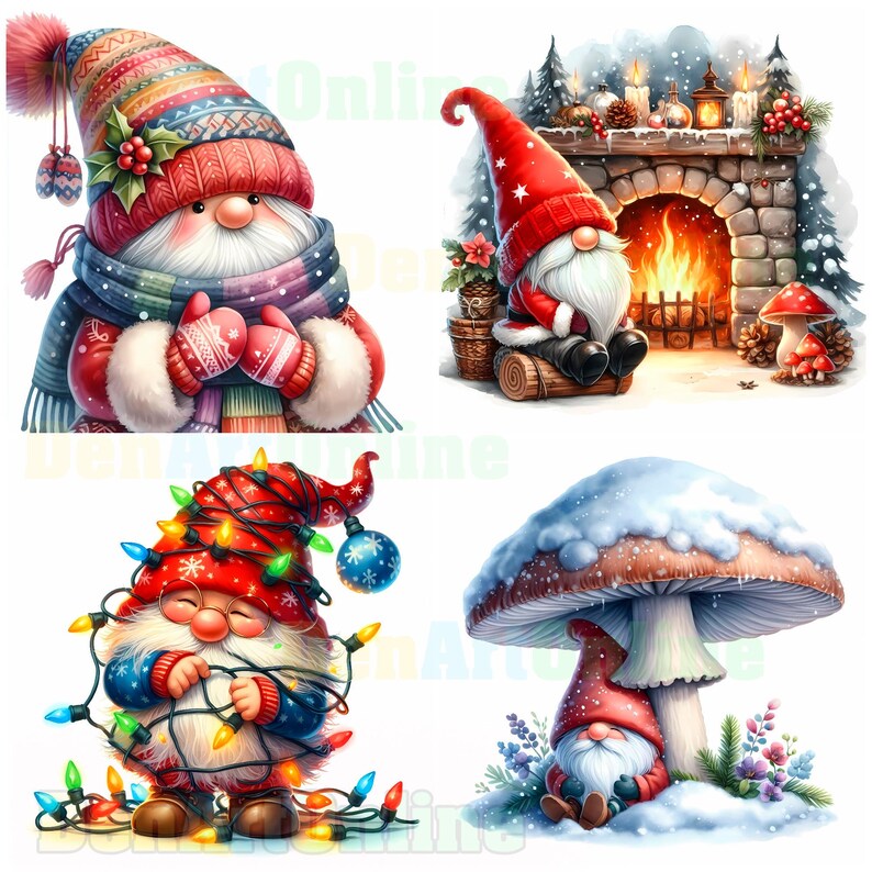 Christmas Gnome Clipart, 28 High-quality Designs JPG, Holiday Art, Cute ...