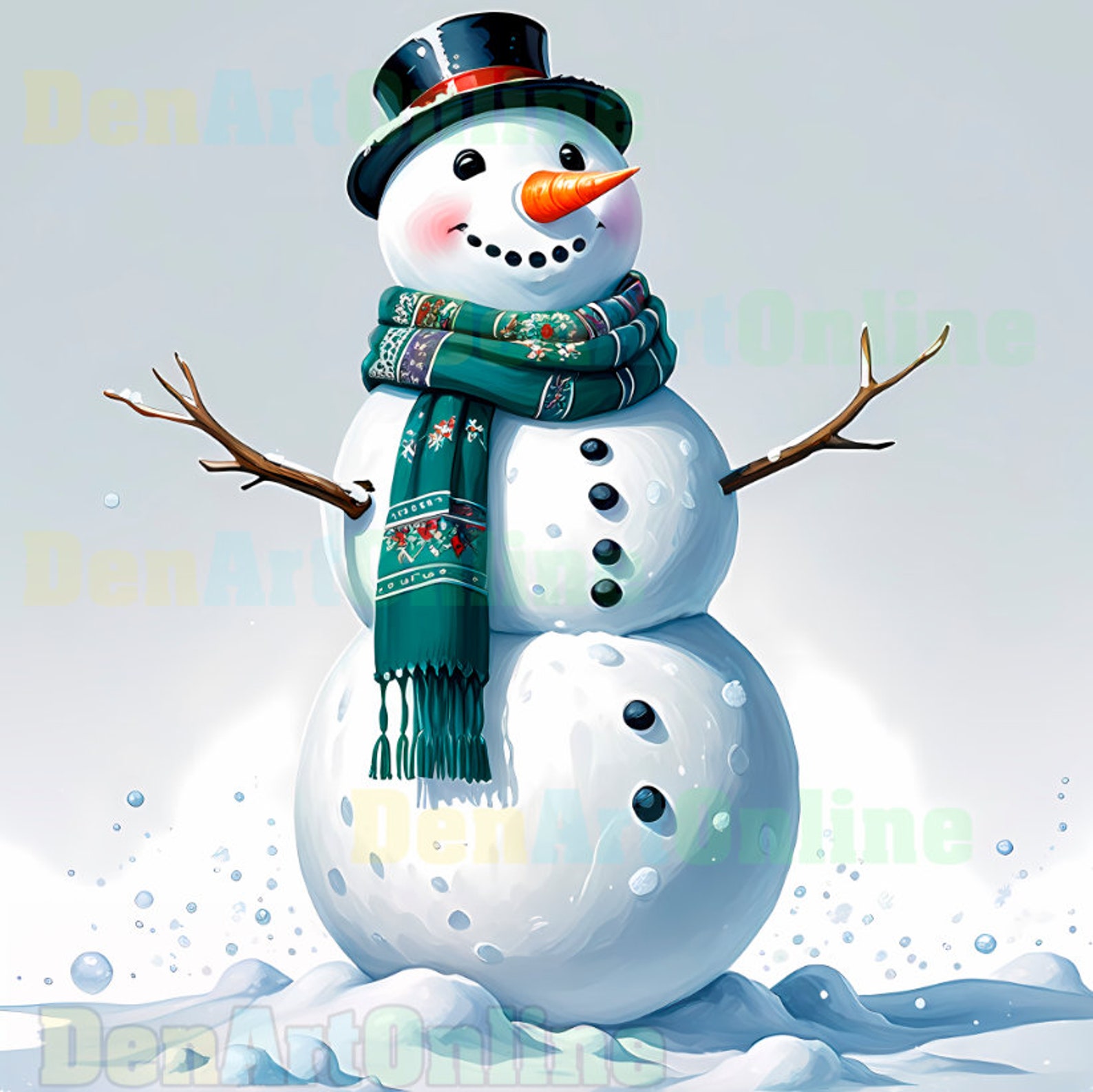Fun Snowmen in Winter Scenery Clipart Bundle 10 High Quality Jpgs ...