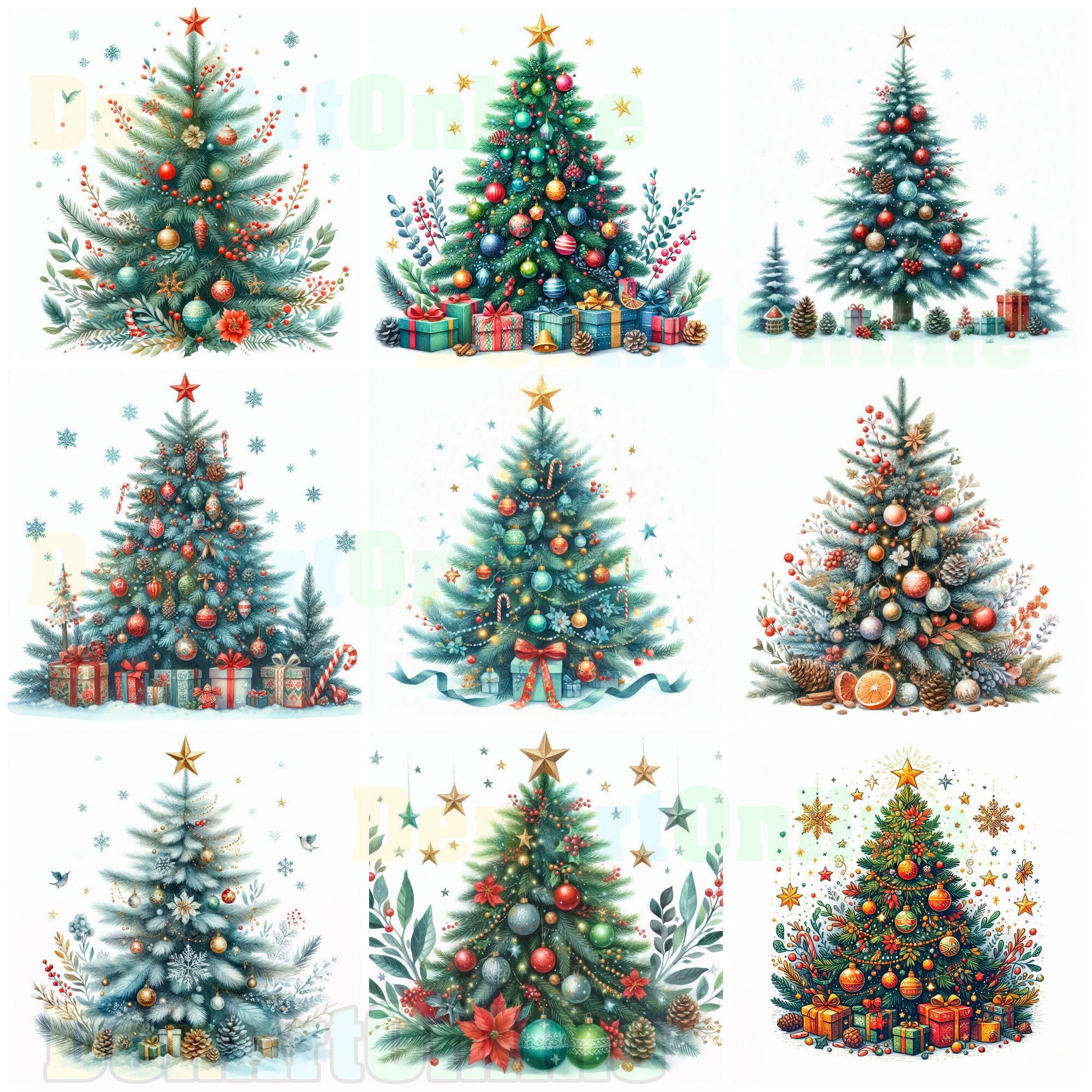 Christmas Trees Clipart 31 Jpg,digital Trees, Digital Download, Digital ...
