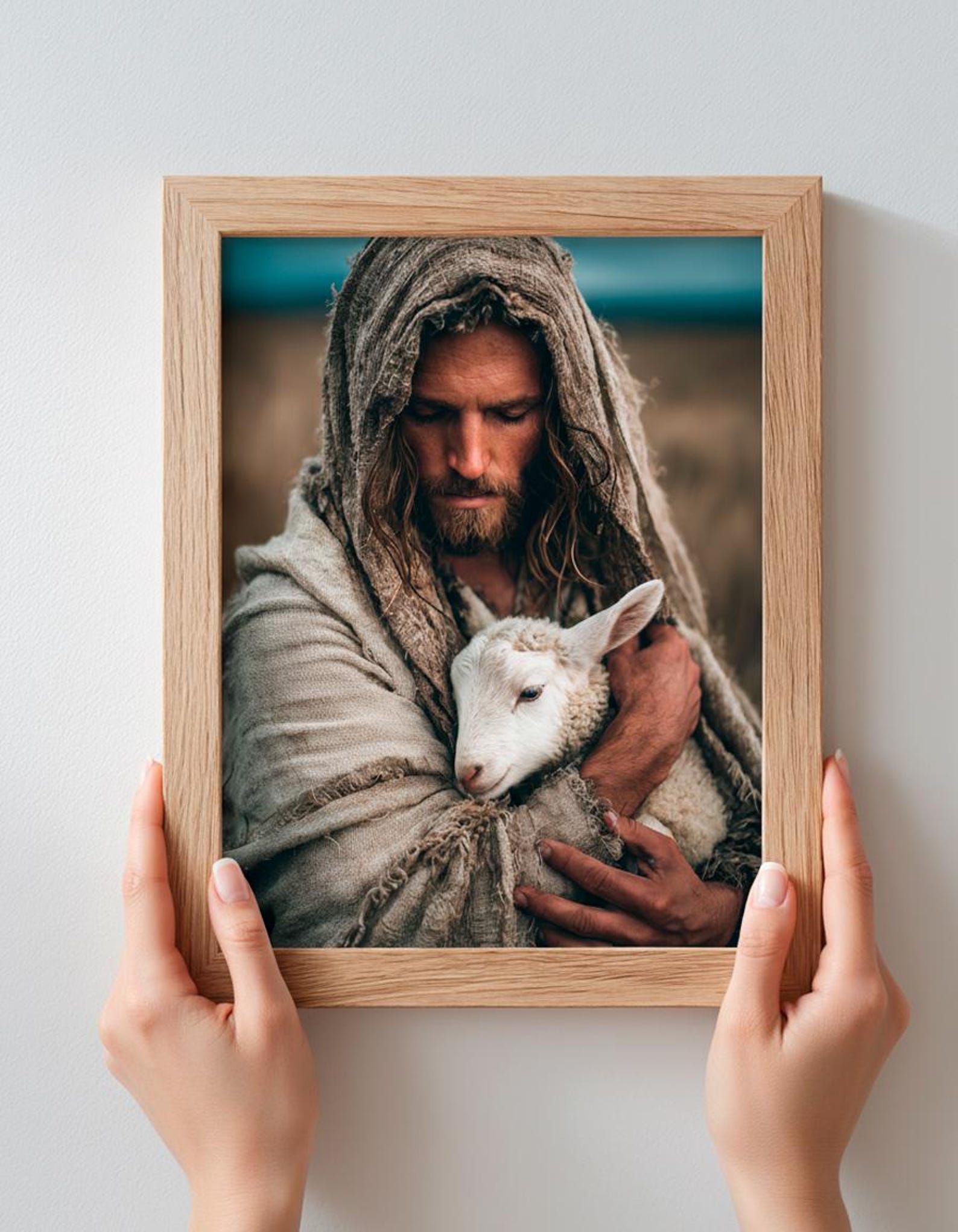 Jesus the Good Shepherd, Jesus Holding Lamb in Arms, Christian Wall Art ...