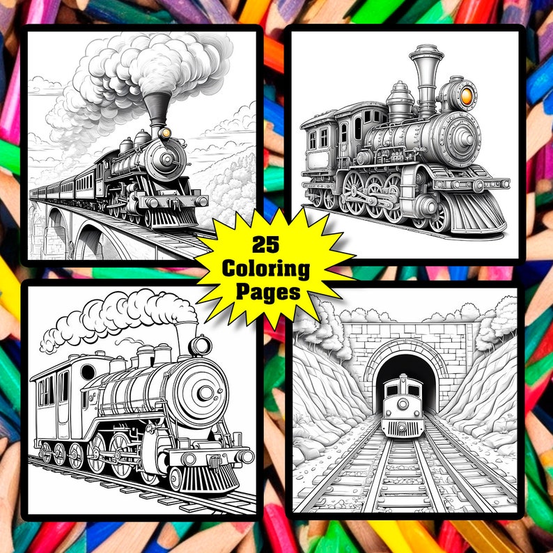 Realistic Old Train Coloring Page, Train Coloring Pages for Kids, Boys ...