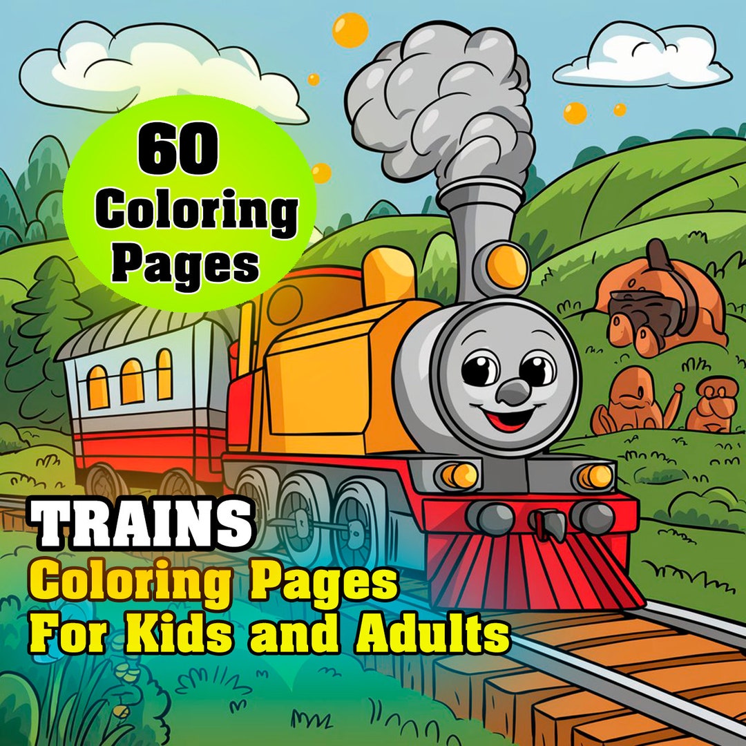 60 Cute Trains Coloring Book | Coloring Pages for Kids and Adults ...
