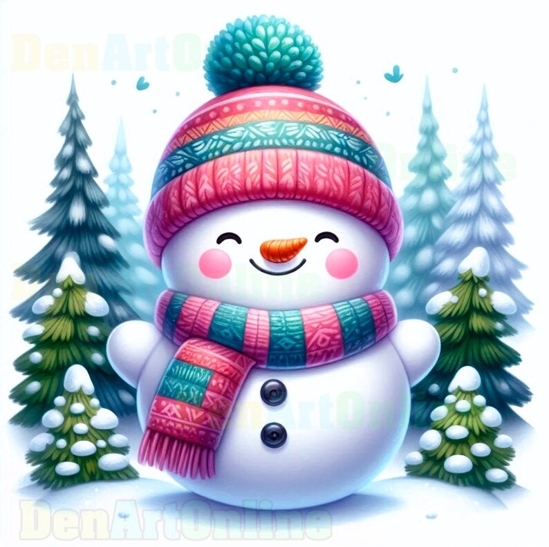 Cute Snowman Clipart, Adorable Snowman, 23 High-quality Designs, Winter ...