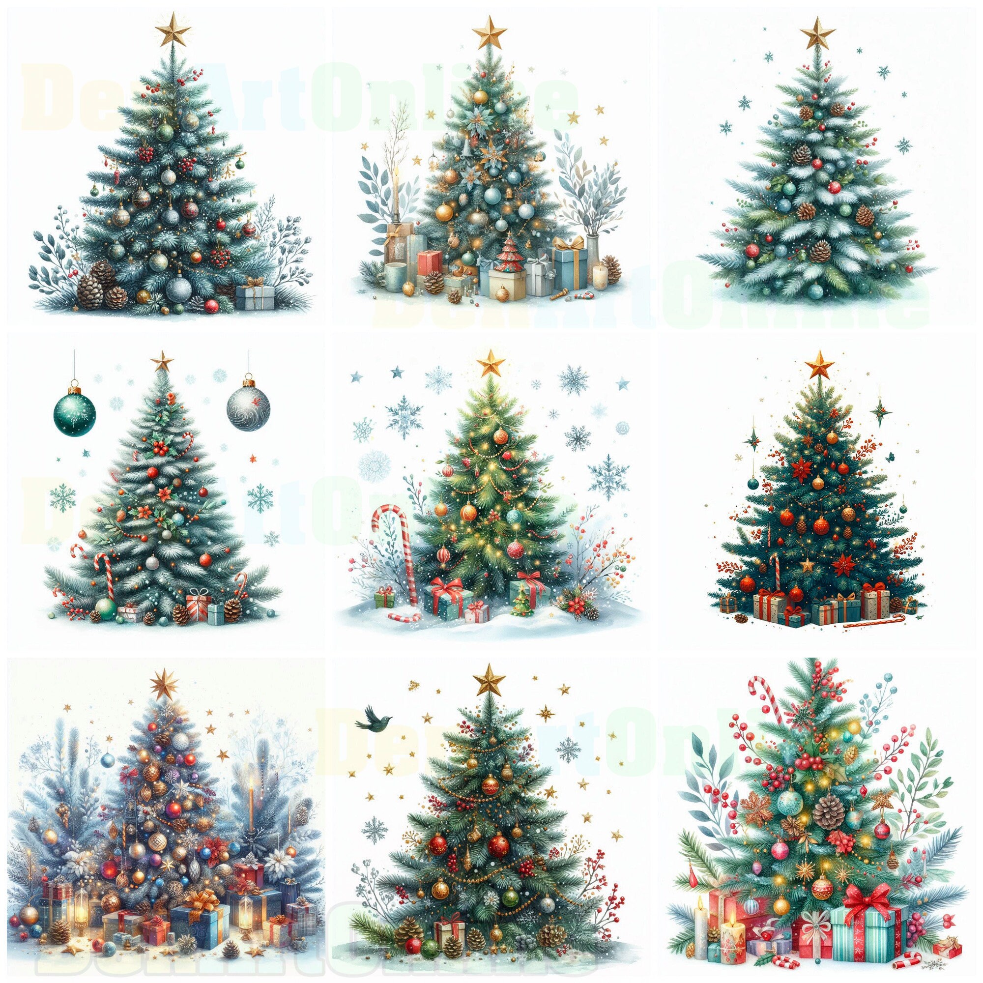 Christmas Trees Clipart 31 Jpg,digital Trees, Digital Download, Digital ...