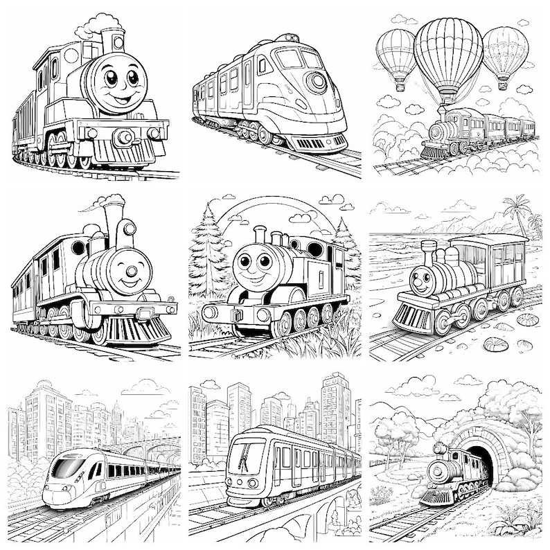 80 Best Trains Coloring Book for Kids, Steam Locomotive Coloring Pages ...