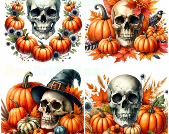 22 Watercolor Cute Ghost Clipart, Halloween Clipart JPG Bundle, Fall ...