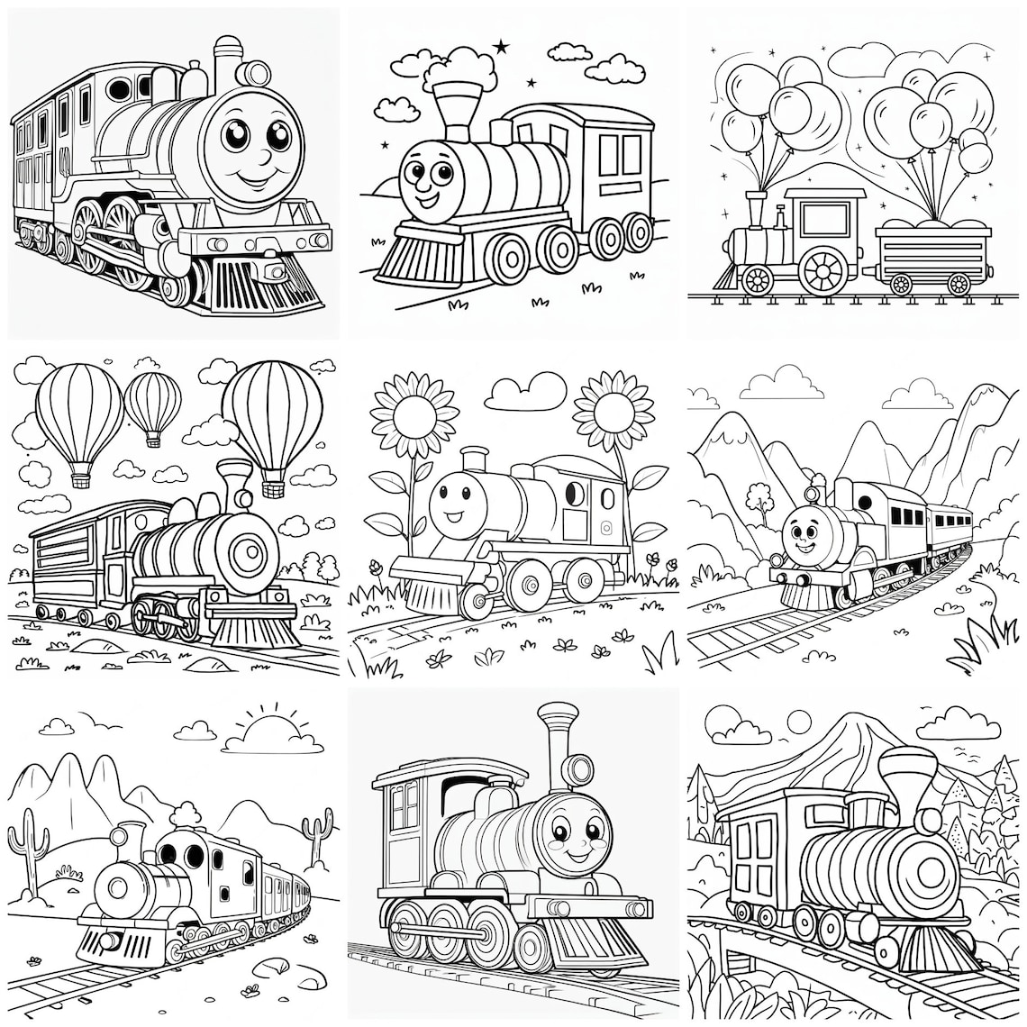 Train Coloring Book: 25 Printable Pages for Kids (PDF File) - Etsy