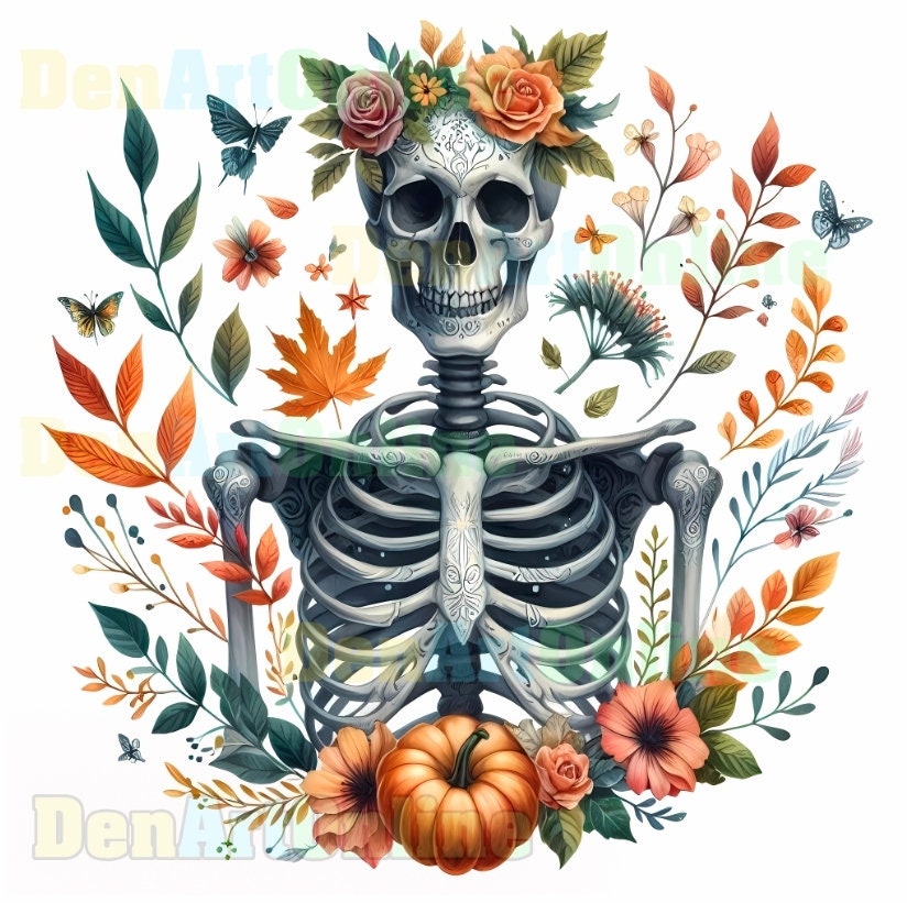 Halloween Skeleton 22 JPG - 300 DPI, Fall, Pumpkin, Spooky Season, the ...
