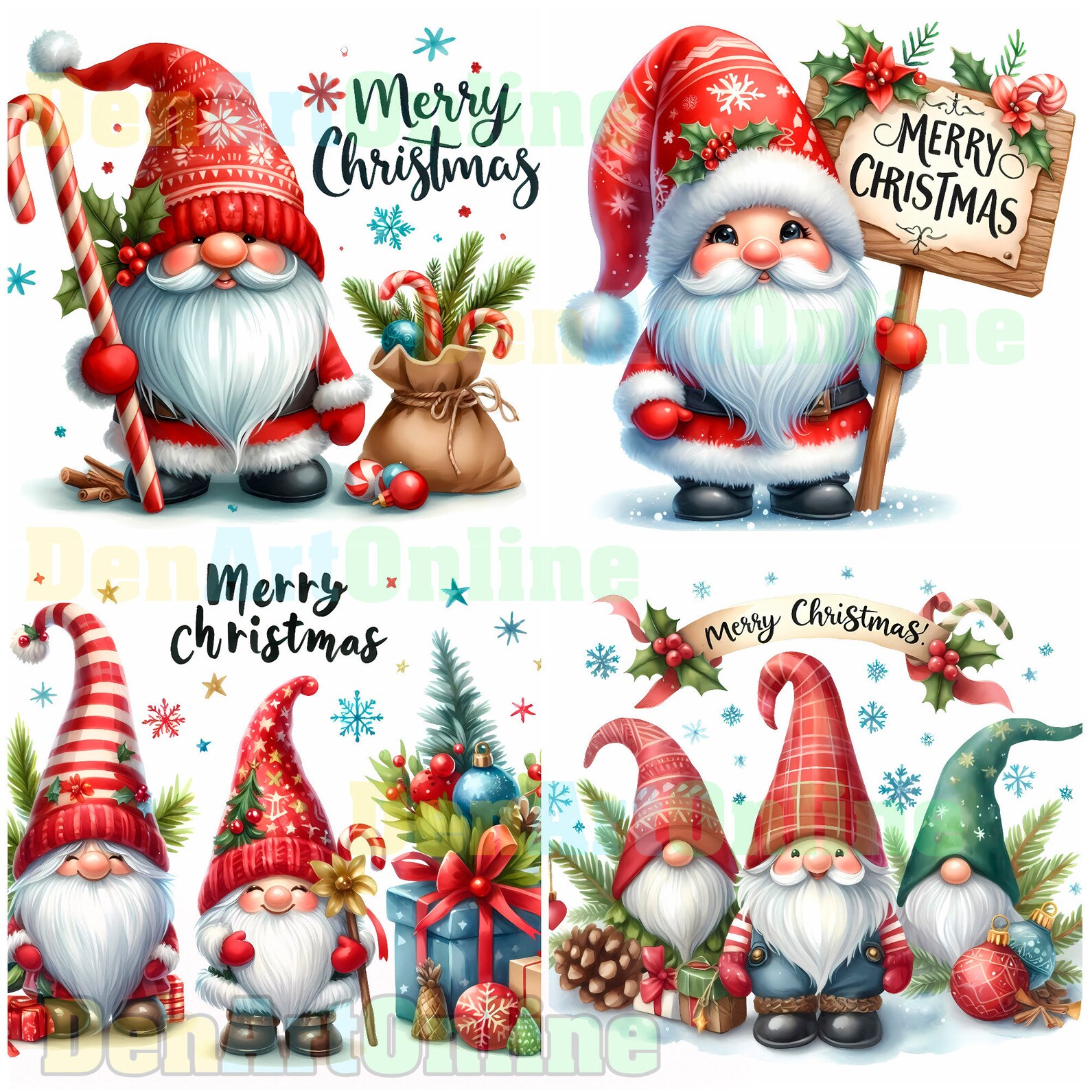 Merry Christmas Gnomes Clipart, 17 High Quality JPG, Snowman Gnomes ...