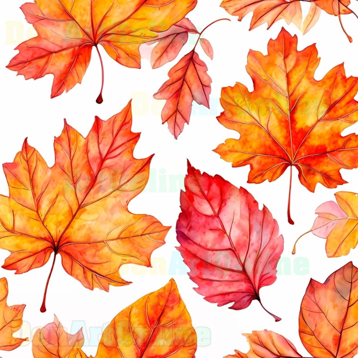 16 Watercolor Autumn Leaves Clipart, Fall Leaves Clipart, High Quality ...