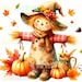 Cute Scarecrow Clipart Bundle, Fall Autumn Thanksgiving Clipart, 21 JPG ...