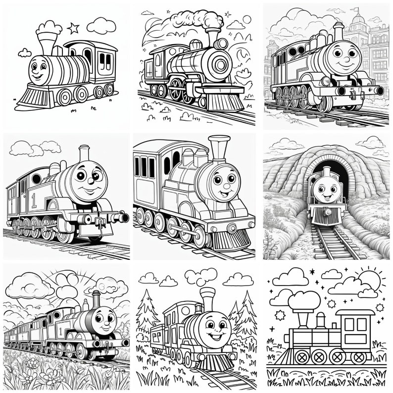 Train Coloring Pages, 30 Printable Train Coloring Book for Kids, Boys ...