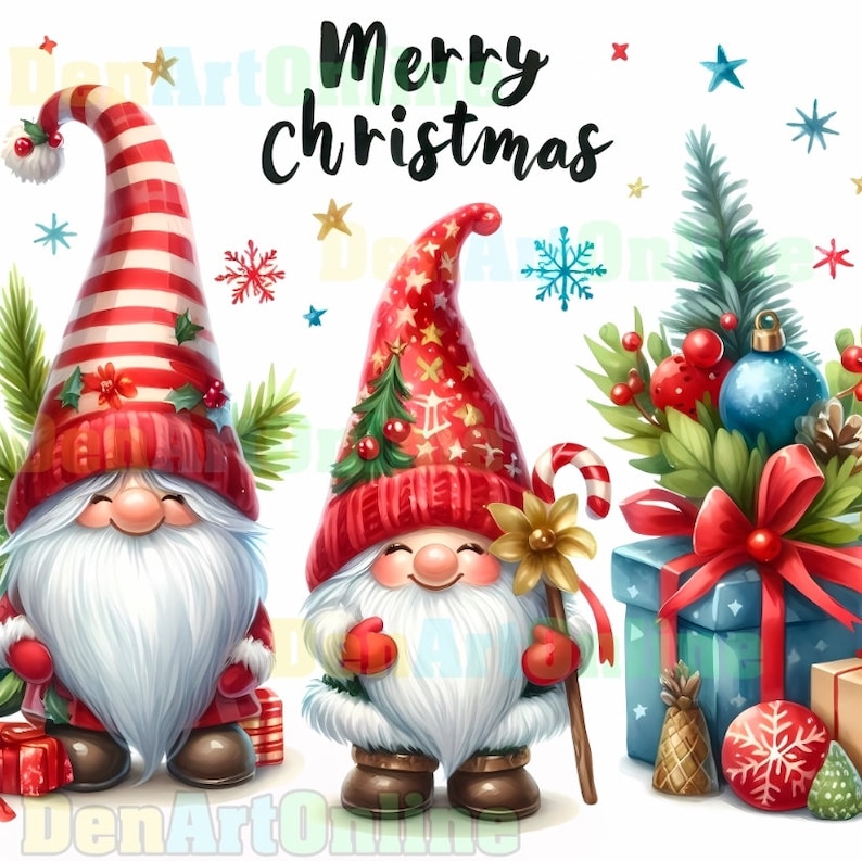 Merry Christmas Gnomes Clipart, 17 High Quality JPG, Snowman Gnomes ...