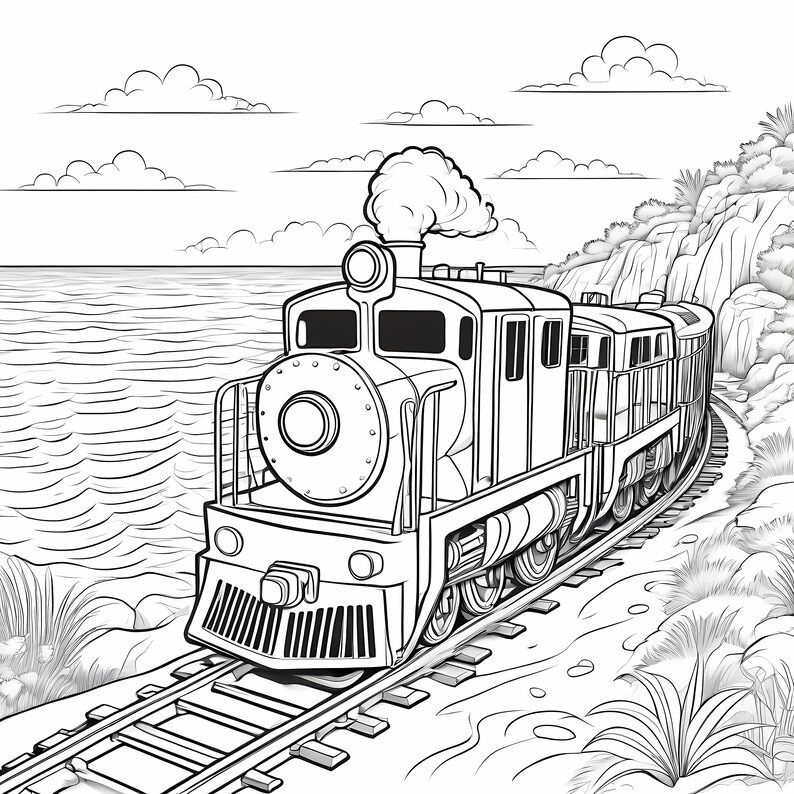 100 TRAIN Coloring Pages, Coloring Book for Train Lovers, Printable ...