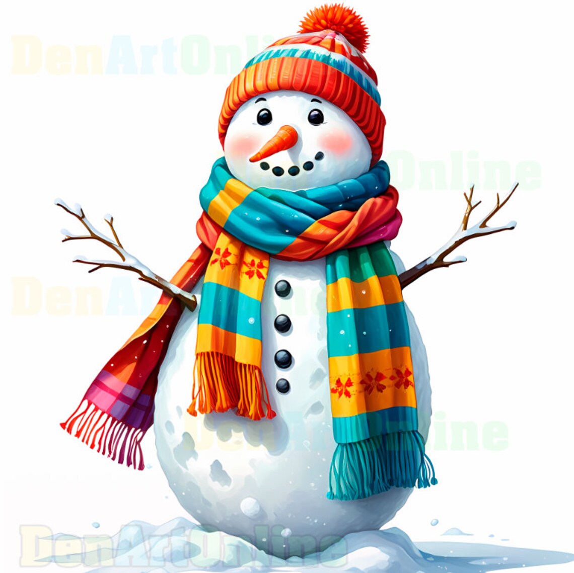 Fun Snowmen in Winter Scenery Clipart Bundle 10 High Quality Jpgs ...