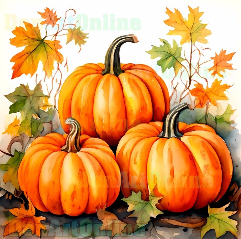 Watercolor Pumpkin Clipart Bundle: Fall Halloween Graphics (digital ...