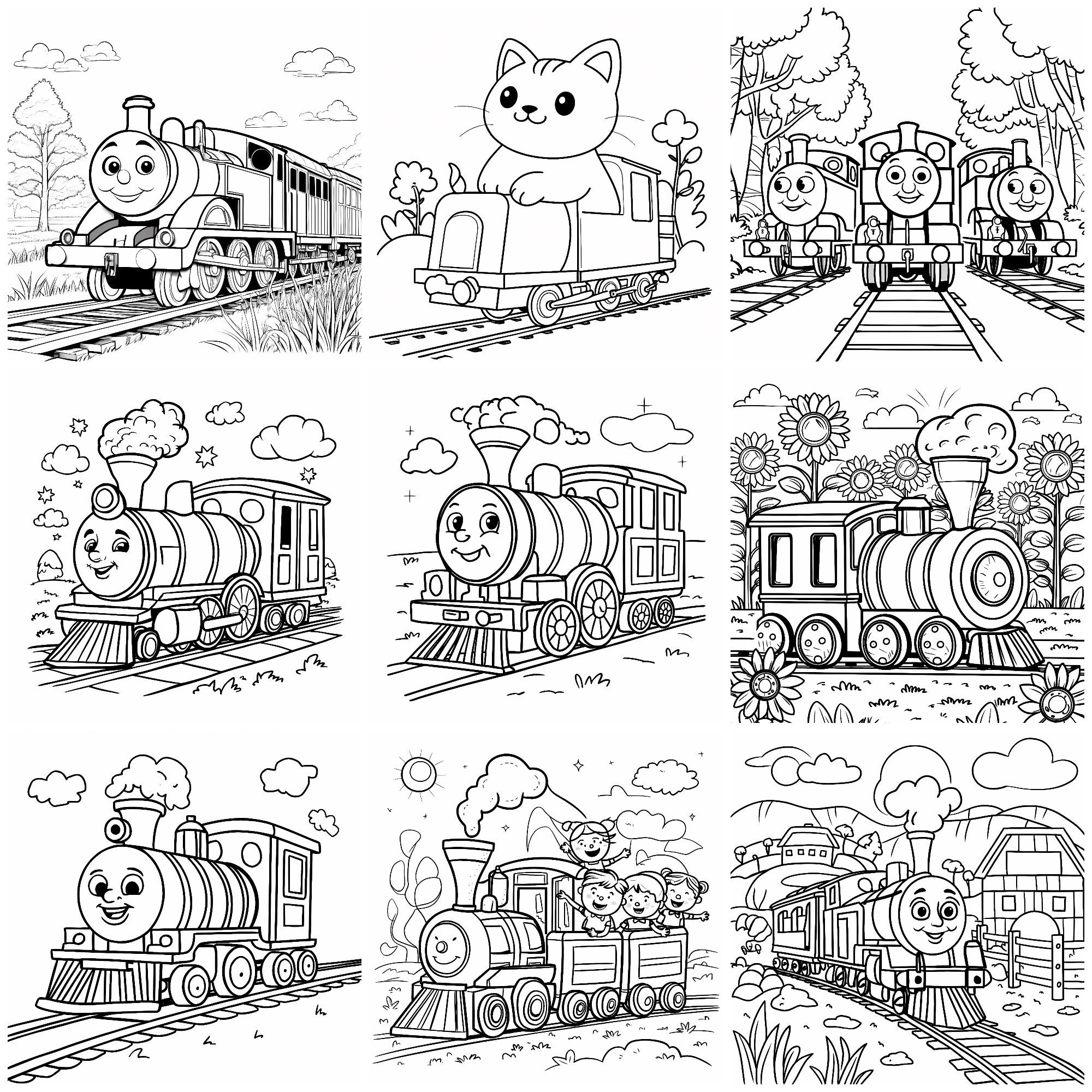 Trains Coloring Book: 50 Printable Pages for Kids (digital Download) - Etsy