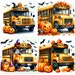 Halloween School Bus 21 Jpgs, Spooky School, Bus Clipart, Halloween ...