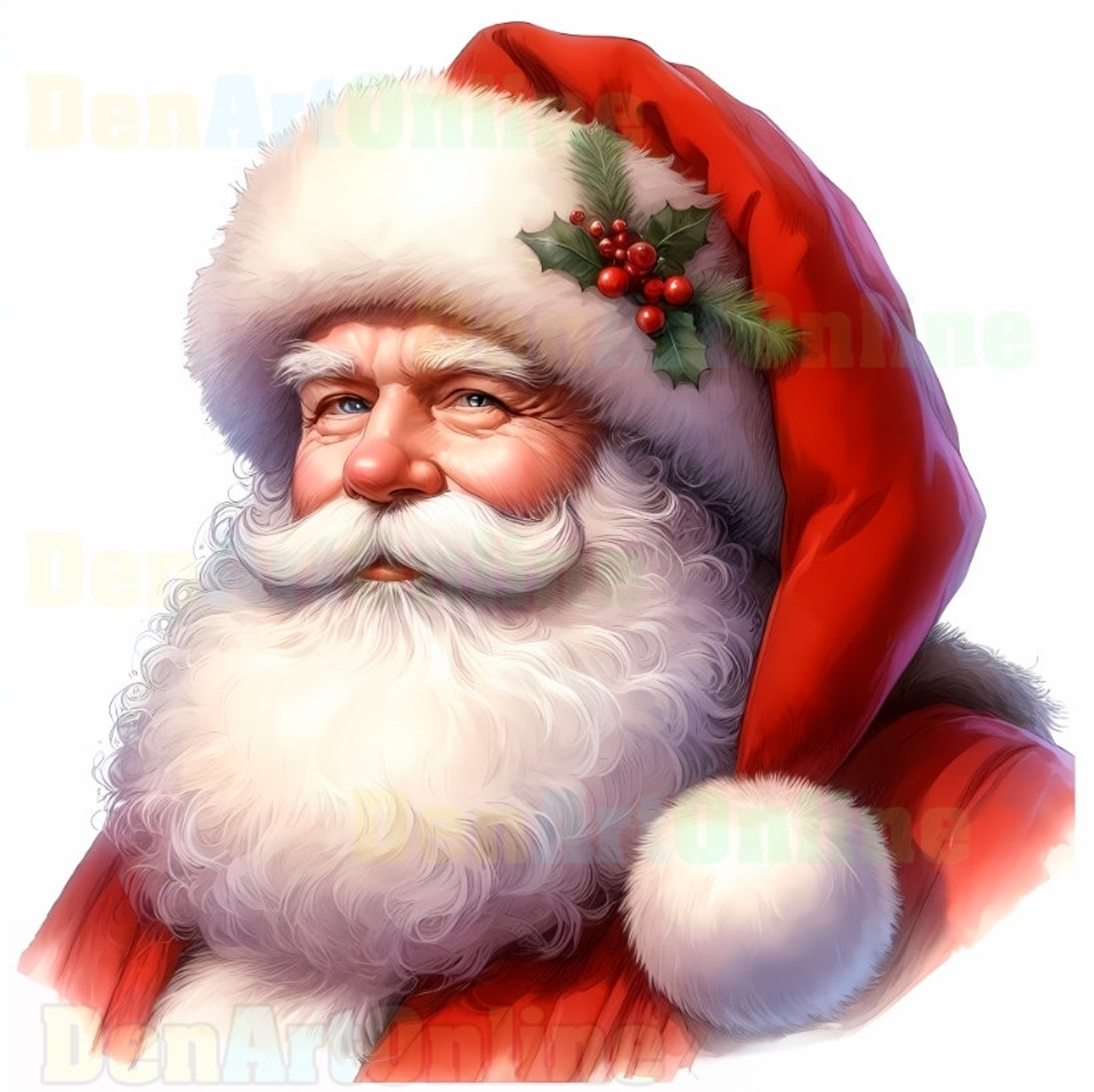 Santa Claus Watercolor Portrait Clipart Bundle: 16 Christmas Jpgs ...