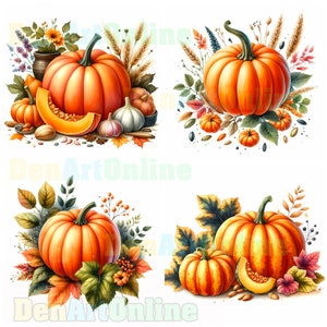 Autumn Pumpkin Clipart, 18 High Quality JPG, Fall Season, Thanksgiving ...