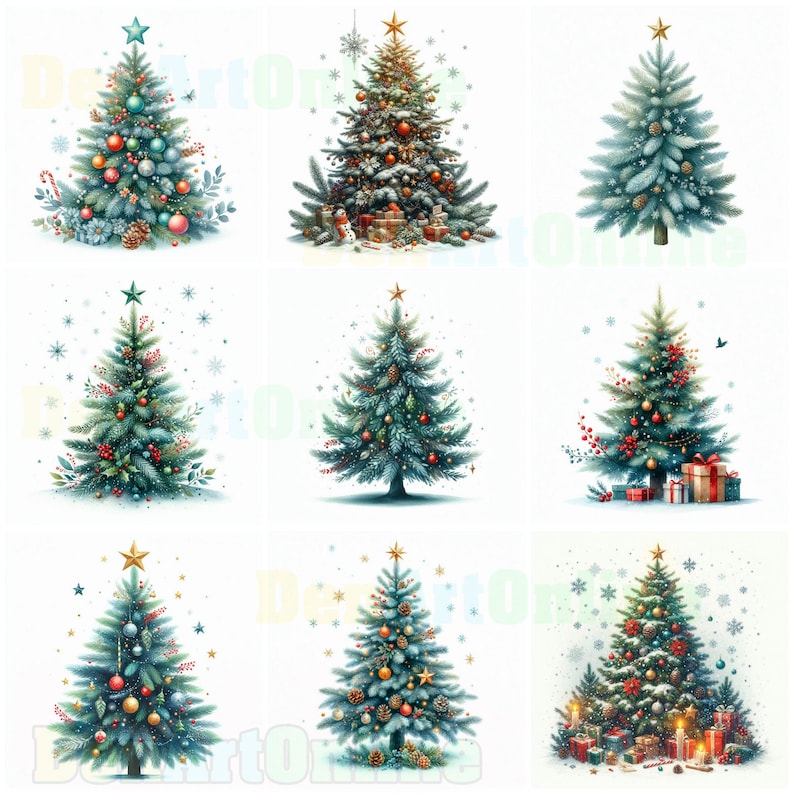 Christmas Trees Clipart: Holiday Digital Art (31 JPG) - Etsy