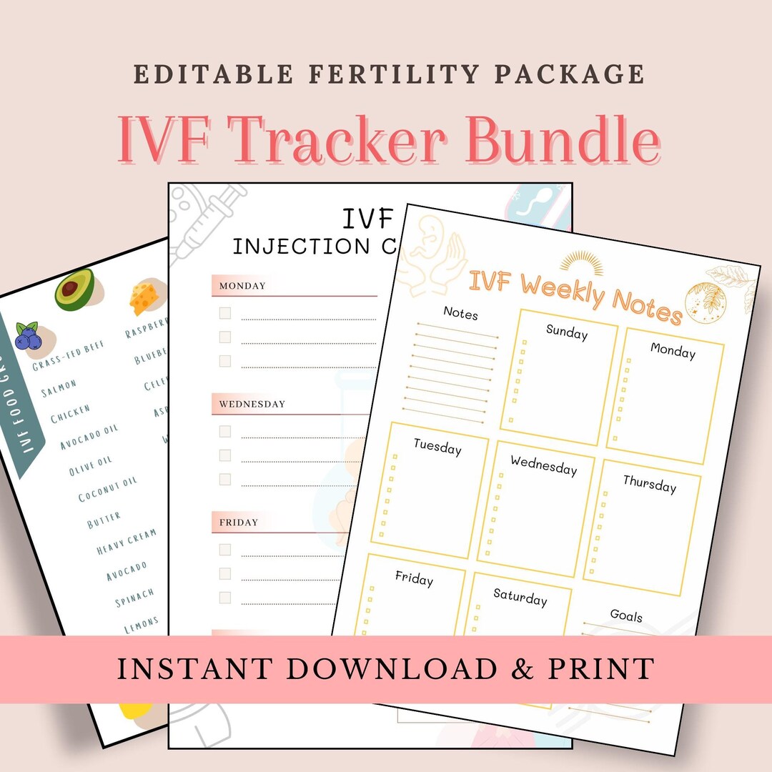 IVF Treatment Tracker Bundle: Fertility Journey, Diet & Injections ...