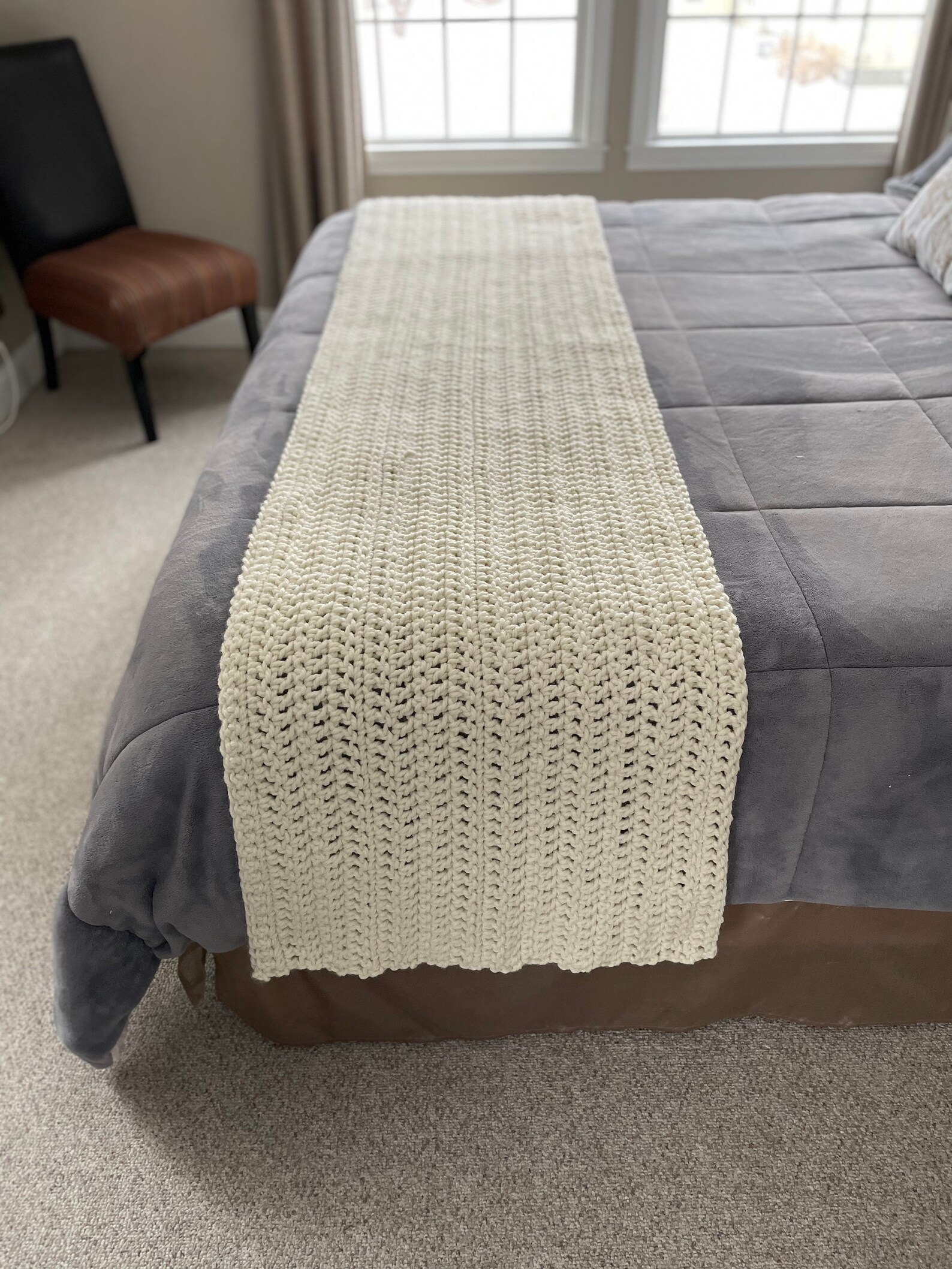 Bed Runner Fits the end of a King Size Bed Chunky Knit | Etsy