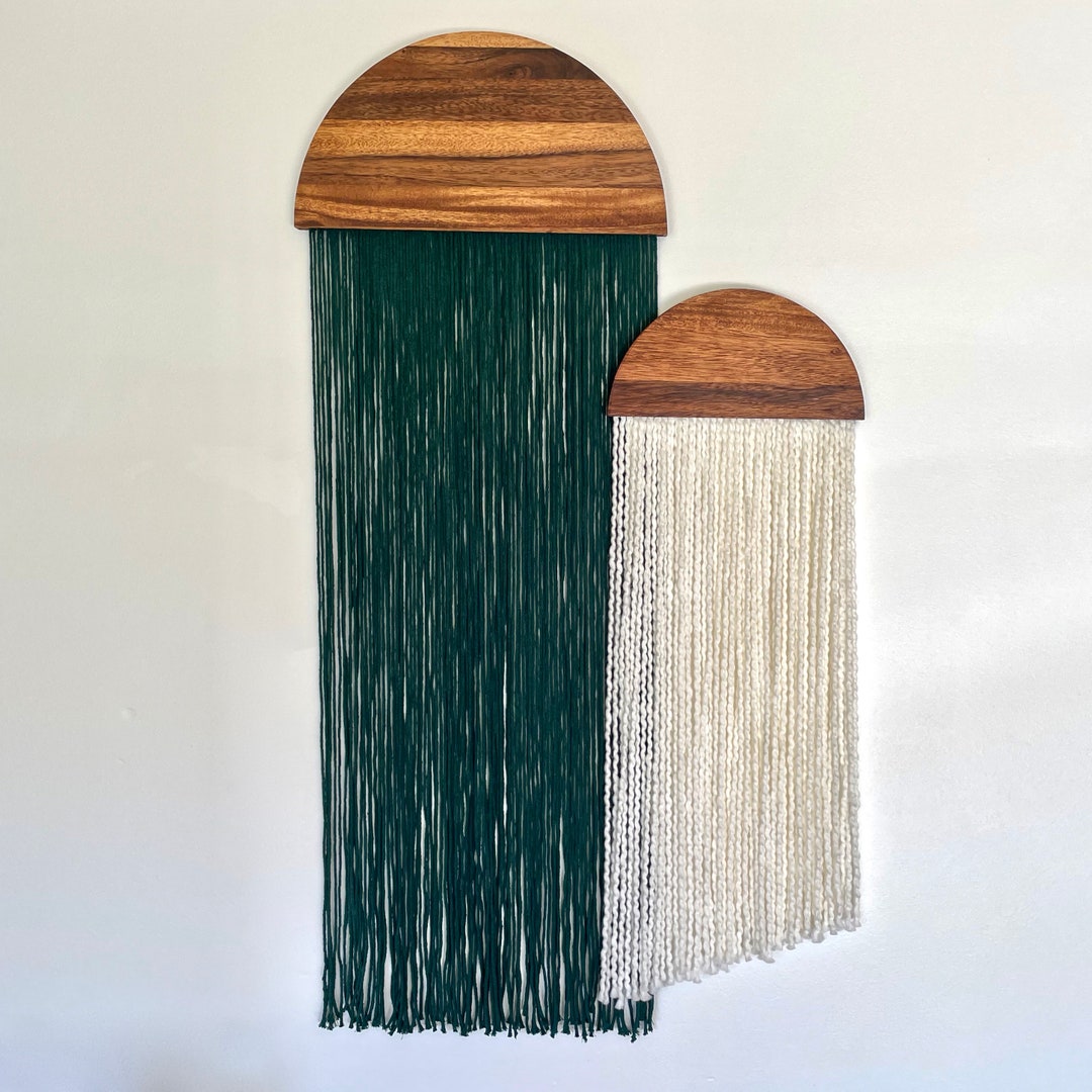 Macrame Wall Hanging - Acacia Wood and Cotton - Etsy