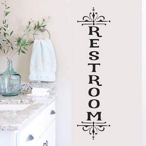 Restroom Vinyl Decal, Bathroom Wall Decal, Vertical Decal Sign ...