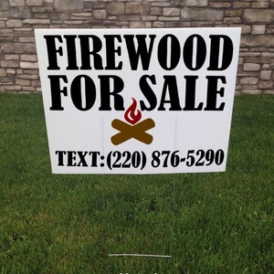 Firewood for Sale Yard Sign, Campfire Wood, Camping Wood, Corrugated ...
