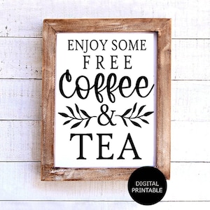 Coffee Bar Printable, Office Drink Sign, Free Coffee and Tea Printable ...