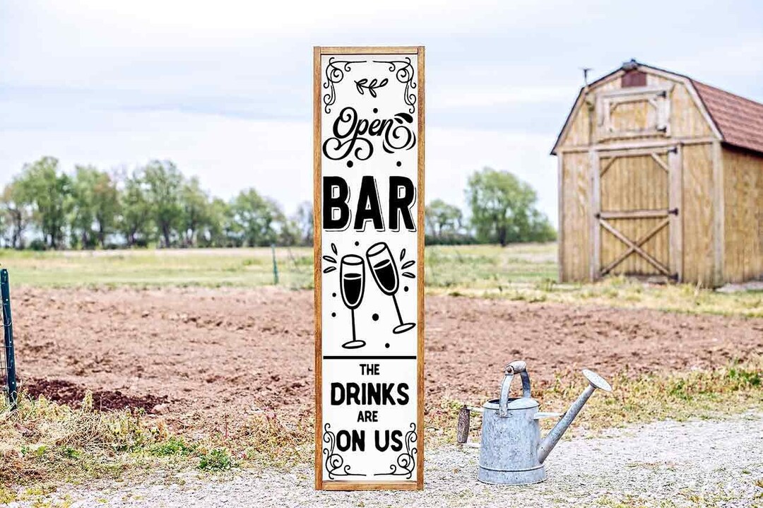 Wedding Decal for Signs, Vertical Vinyl Decal Wedding Venue Open Bar ...