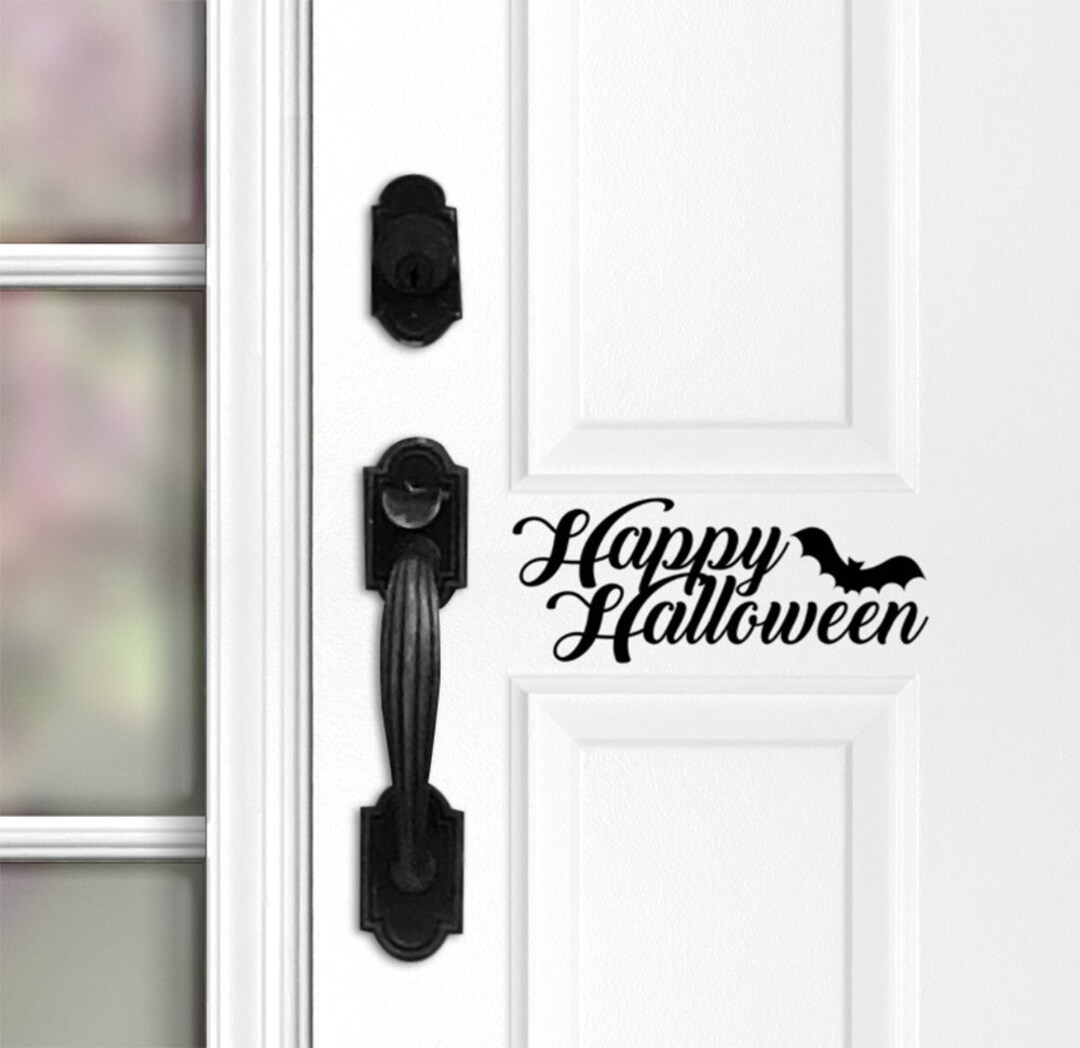 Happy Halloween Door Decal, Halloween Decal, Halloween Bat Decal ...