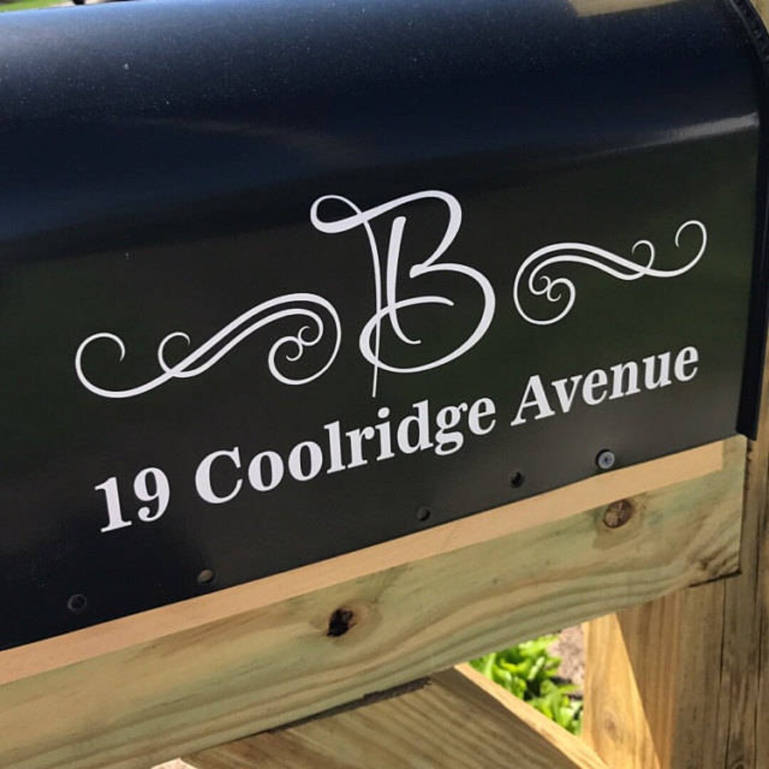 Mailbox Monogram Vinyl Decal, Street Address Decal, Family Name Mailbox ...
