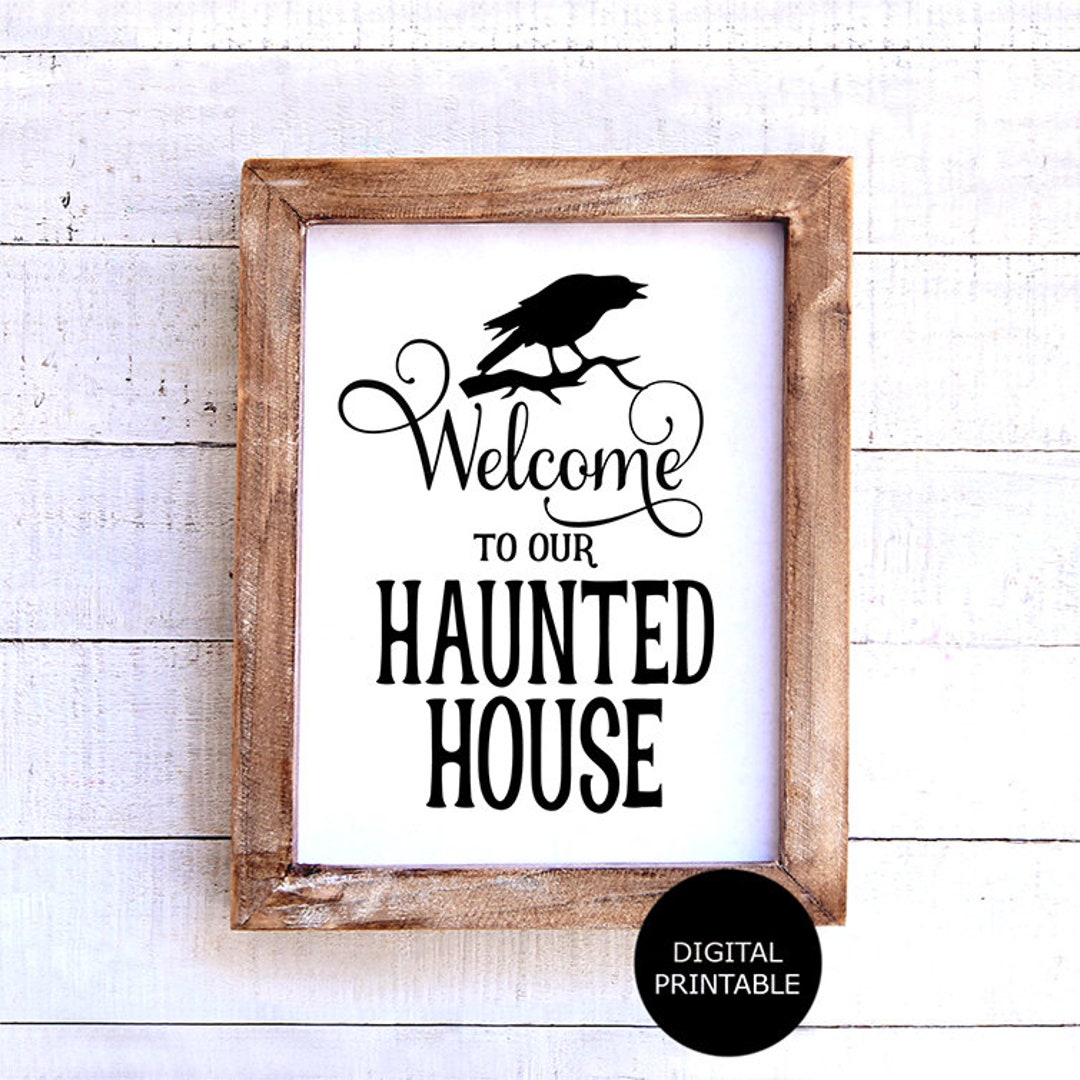 Haunted House Halloween Printable Sign, Spooky Home Decor (digital ...