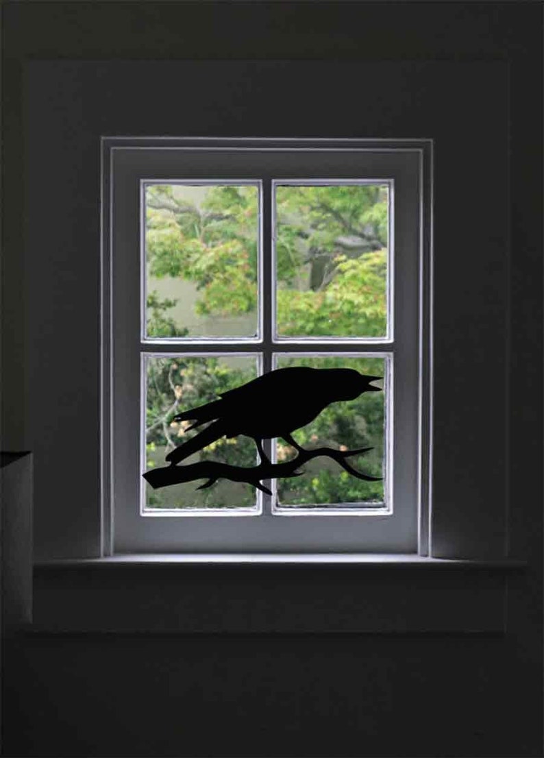 Creepy Crow Vinyl Decal, Halloween Window Silhouette - Etsy
