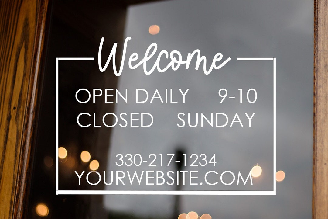 Custom Business Hours Door Decal Custom Office Hour Decals - Etsy
