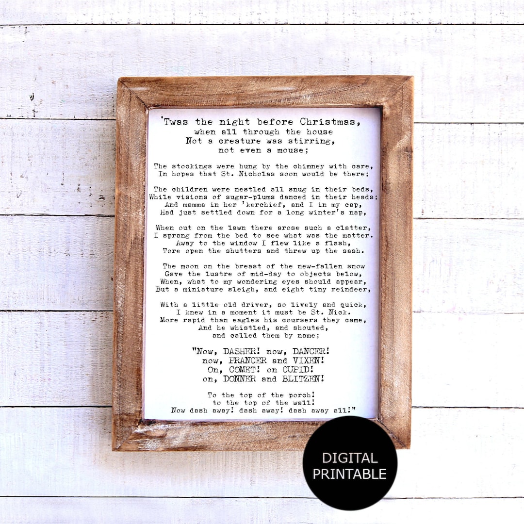 Twas the Night Before Christmas Farmhouse Christmas Printable Wall ...