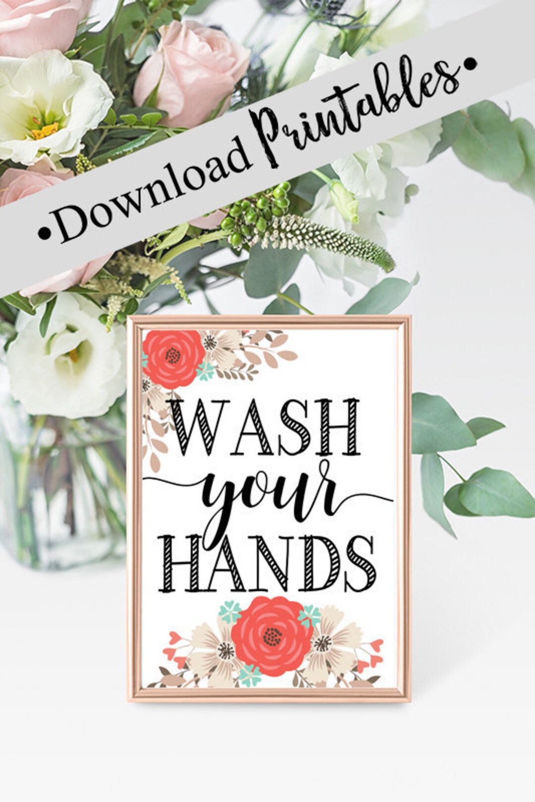 Bathroom Printable, Wash Your Hands Sign, Print at Home Bathroom Sign ...