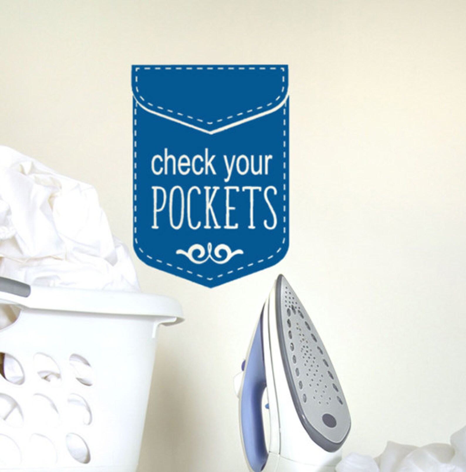 Laundry Room Decor Vinyl Wall Decal Words, Check Your Pockets Sign ...