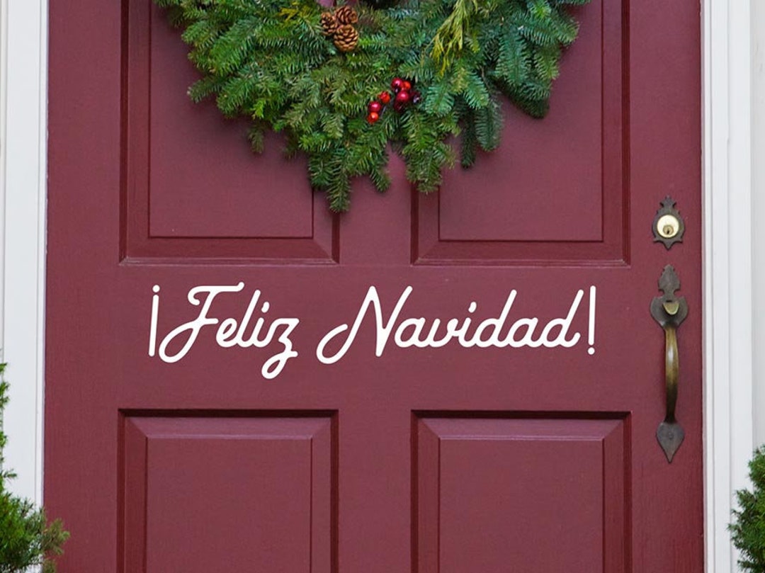 Feliz Navidad Christmas Decor, Feliz Navidad Decal, Front Door Decor ...