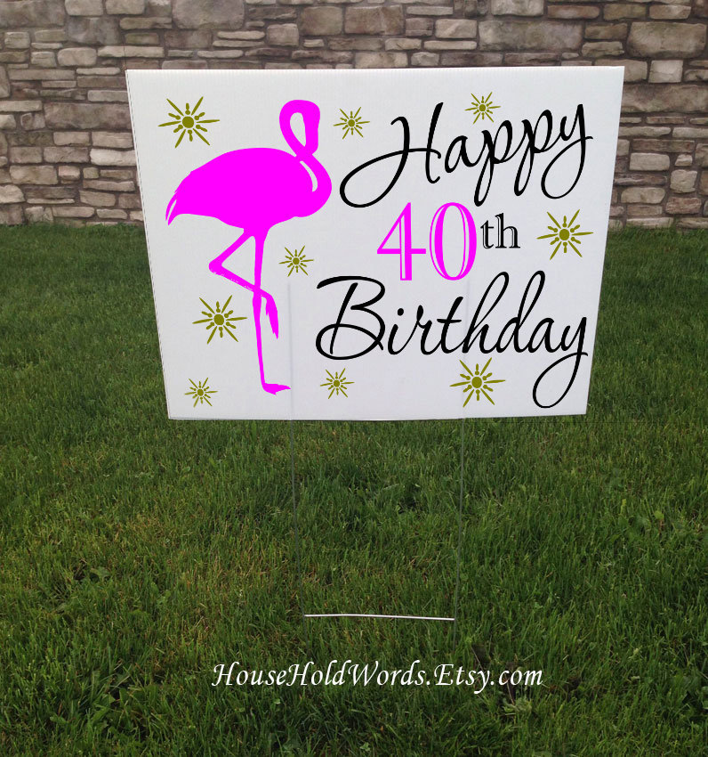 Flamingo Birthday Yard Sign Corrugated Custom Outdoor Yard | Etsy