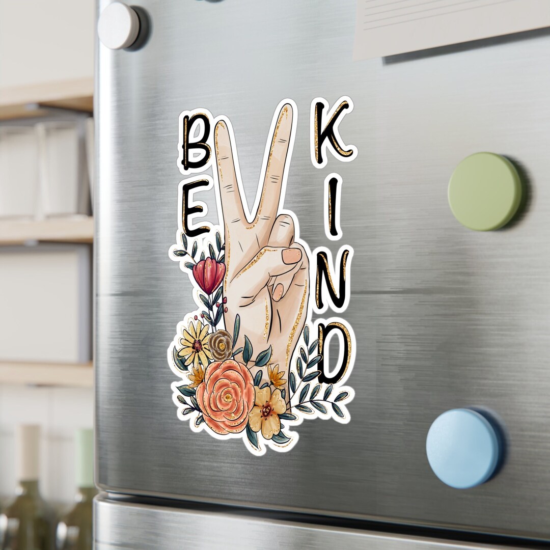 Be Kind Sticker, Kiss-cut Vinyl Decals, Peace Sign Sticker, Colorful ...