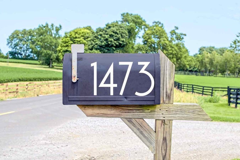 Modern House Number Vinyl Decal, Mailbox Address Numbers. Front Door ...