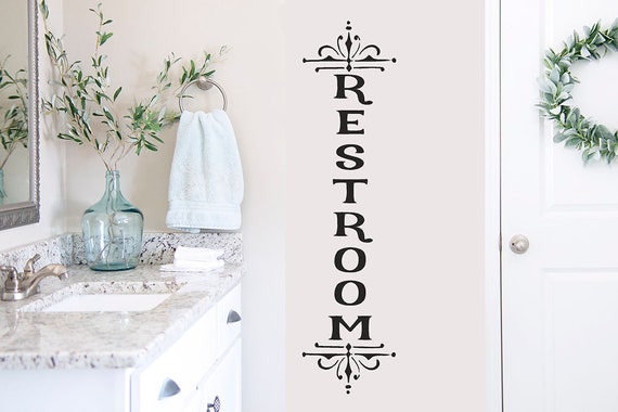 Restroom Vinyl Decal Bathroom Wall Decal Vertical Vinyl - Etsy