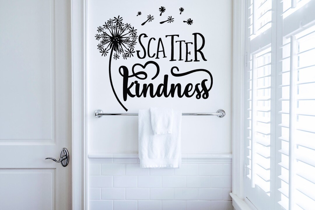 Scatter Kindness Wall Decal, Botanical Floral Dandelion Decal, Bathroom ...