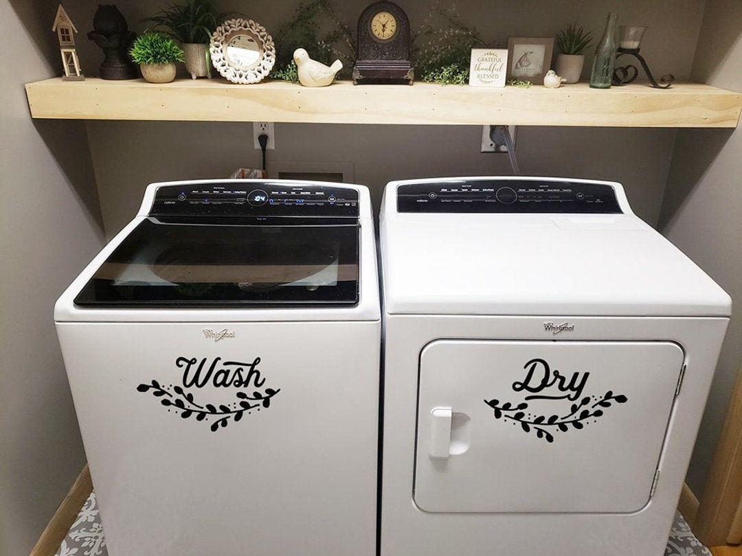 Washer and Dryer Vinyl Decal Set, Laundry Room Word Vinyl Sticker, Wash ...