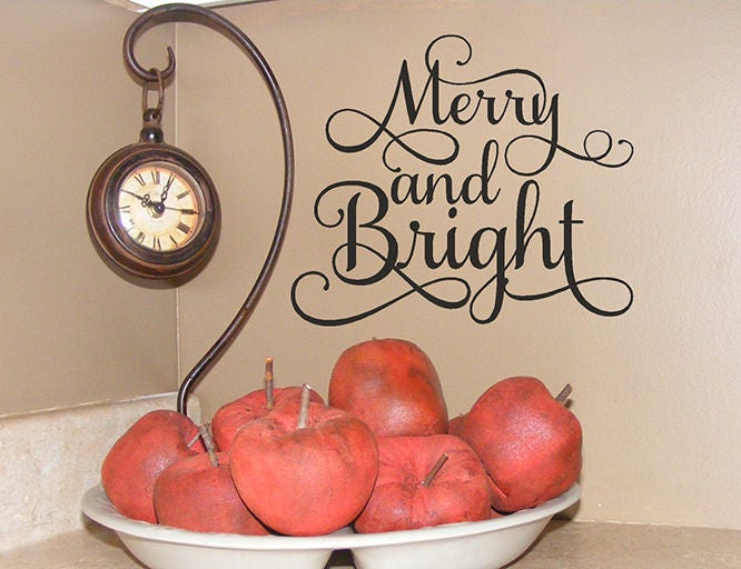 Merry and Bright Decal Christmas Decor Holiday Decorations | Etsy